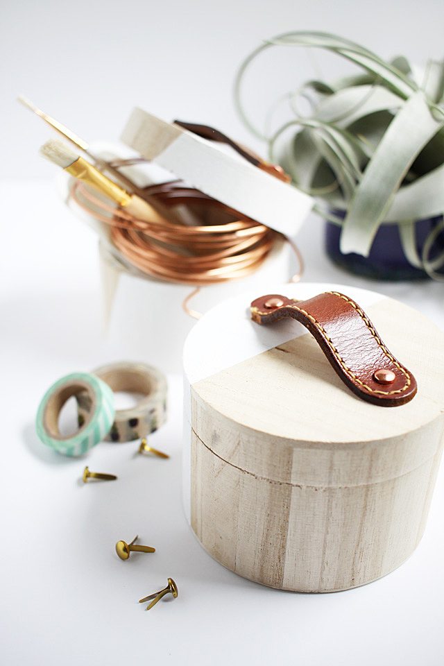 DIY Leather Handles on Boxes - How To-sday - Shrimp Salad Circus